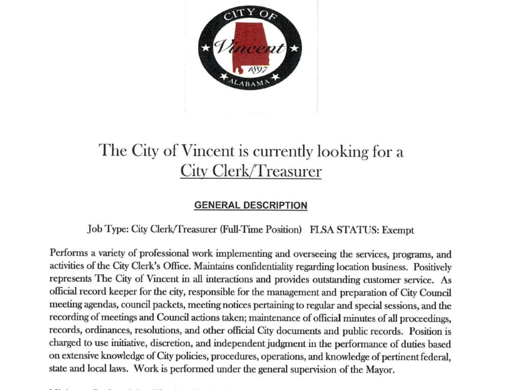 Vincent, AL - Official City Website